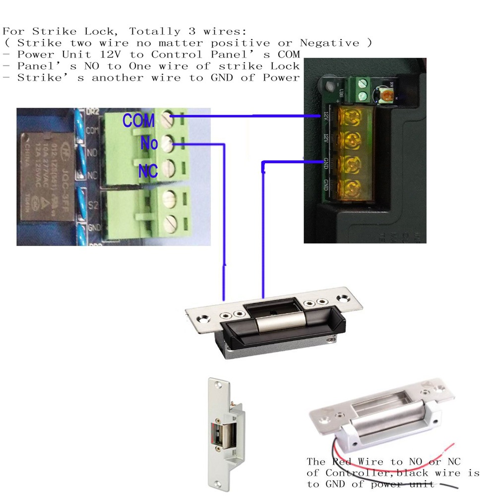 2.5 Connect strike lock: